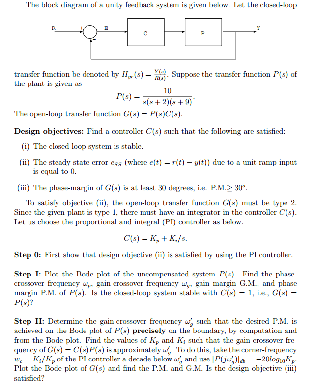 Solved The block diagram of a unity feedback system is given | Chegg.com