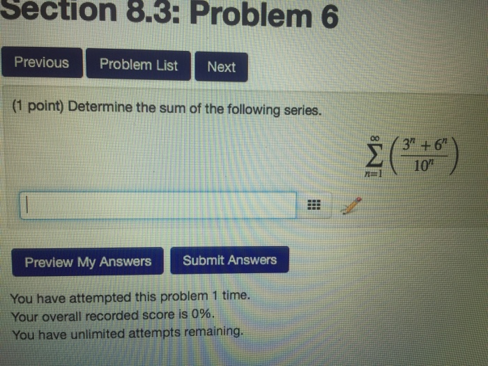 Solved Determine the sum of the following series. | Chegg.com