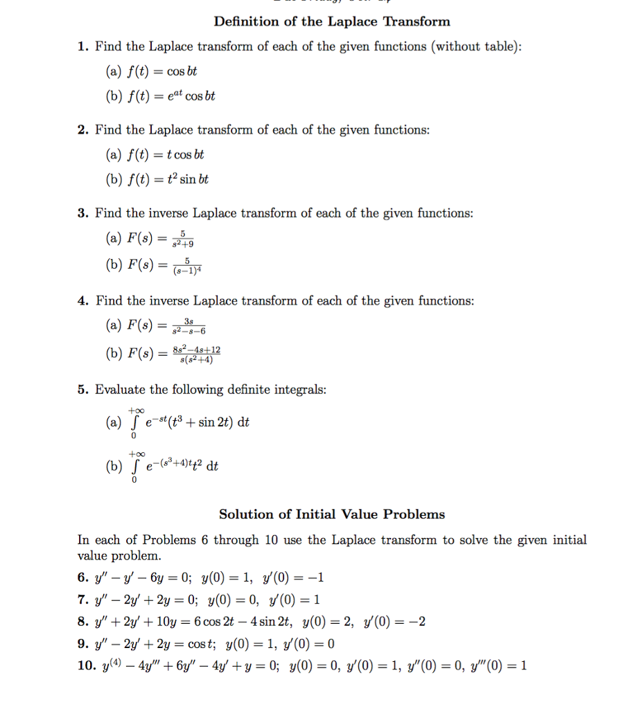 Solved Find the Laplace transform of each of the given | Chegg.com