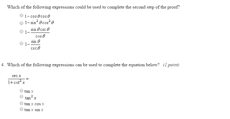 Solved 2. Simplify the expression. (1 point 1 sin X csc x 1 | Chegg.com