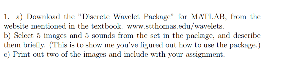 1. a) Download the "Discrete Wavelet Package" for | Chegg.com