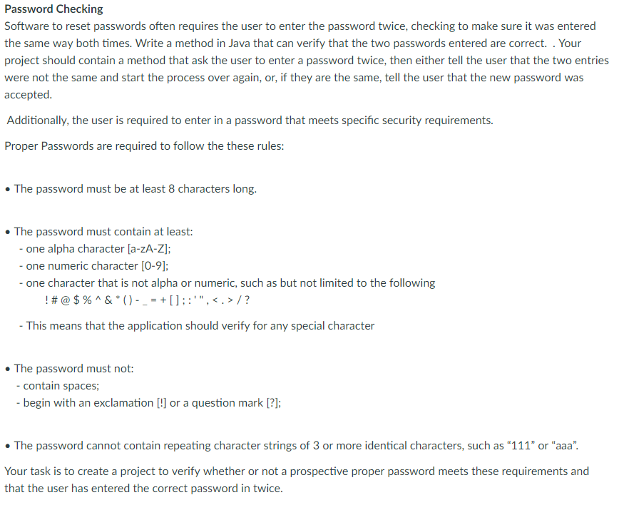 Solved Password Checking Software to reset passwords often | Chegg.com