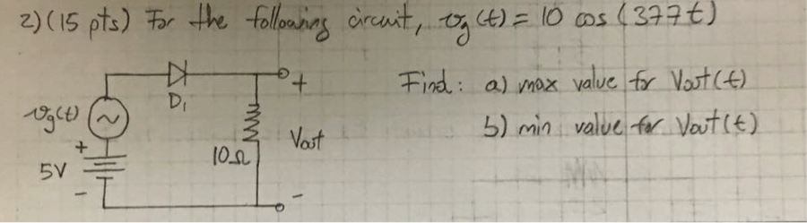 Solved For the following circuit, (t) = 10 cos(377t) DC | Chegg.com