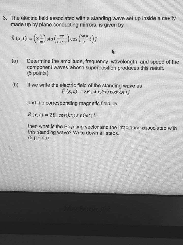 Solved The electric field associated with a standing wave | Chegg.com
