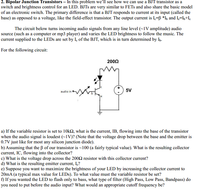 Solved 2. Bipolar Junction Transistors In this problem we'll | Chegg.com