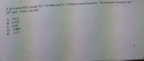 Solved 5. In a series RLC circuit, Xc 16 Ohms and XL. 10 | Chegg.com