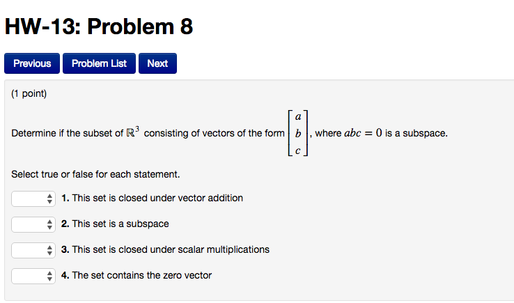 Solved Determine if the subset of R3 consisting of vectors | Chegg.com