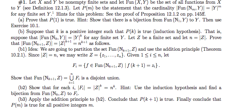 Solved #1. Let X and Y be nonempty finite sets and let Fun | Chegg.com