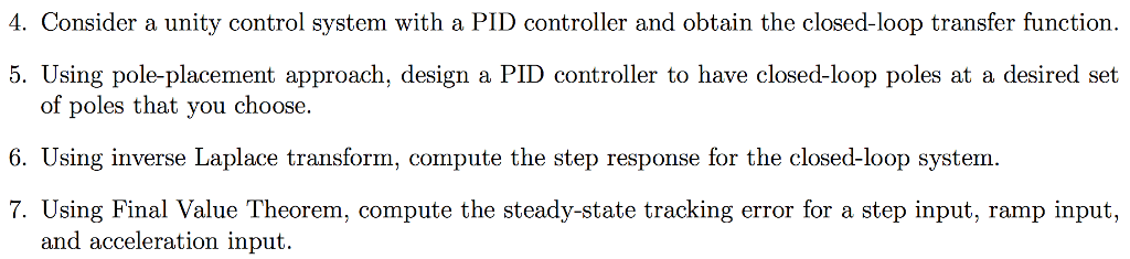 Solved Consider a unity control system with a PID controller | Chegg.com