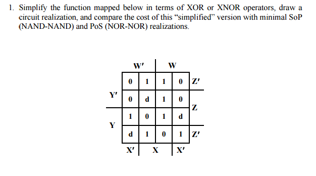 Solved Simplify the function mapped below in terms of XOR or | Chegg.com