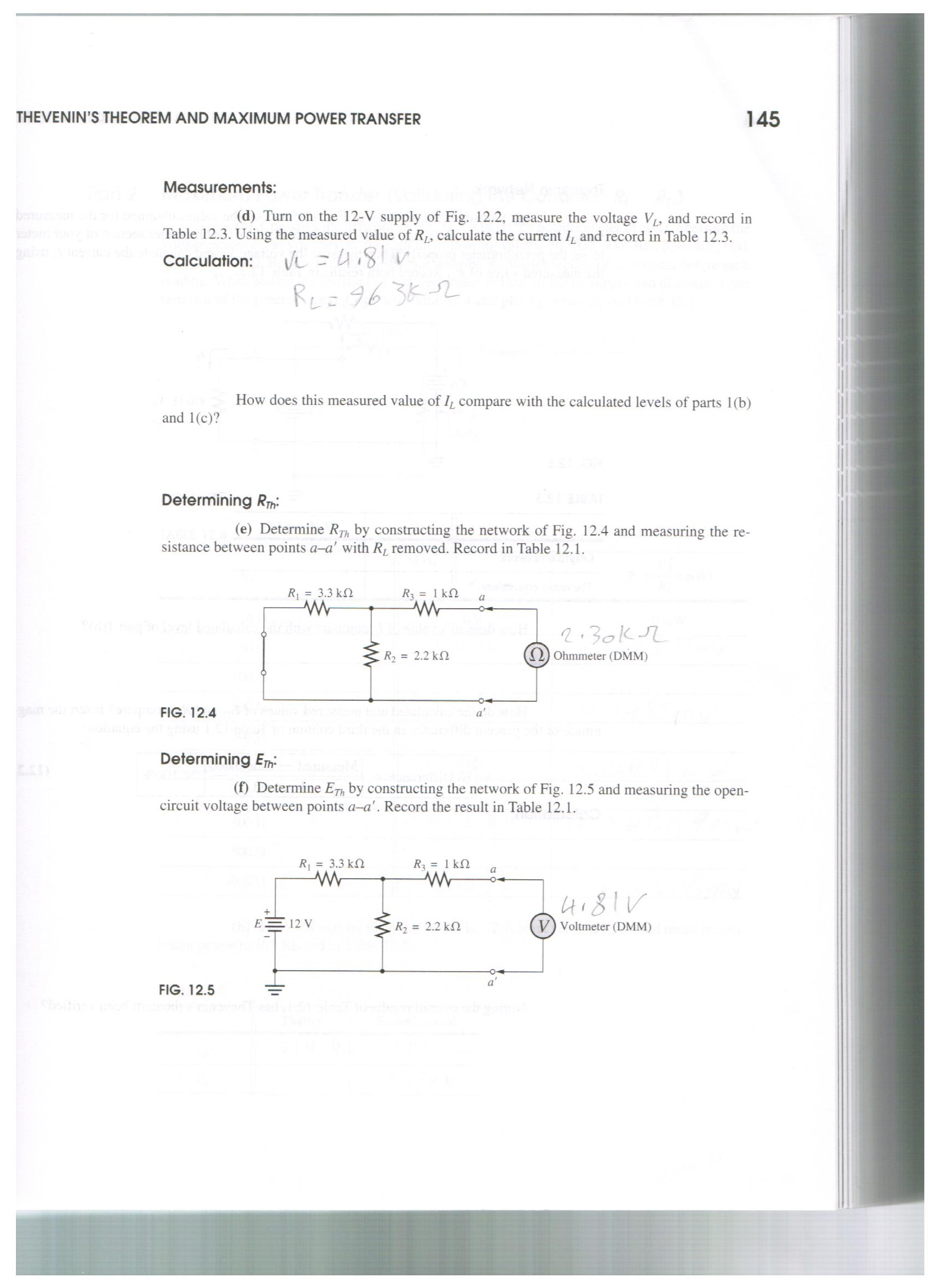 Solved THEVENIN'S THEOREM AND MAXIMUM POWER TRANSFER 143 | Chegg.com