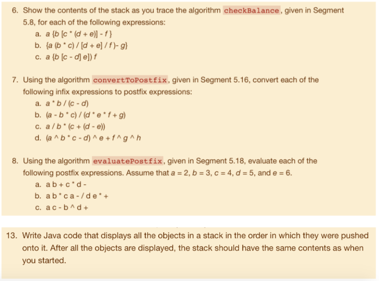 Solved Show the contents of the stack as you trace the | Chegg.com