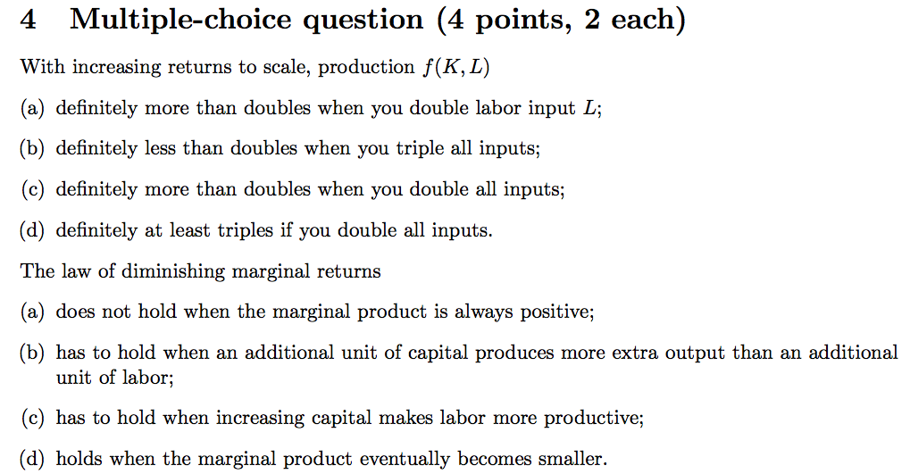 Solved 4 Multiple-choice question (4 points, 2 each) With | Chegg.com