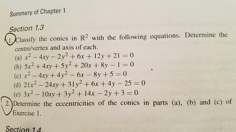 Solved Classify the conics in R^2 with the following | Chegg.com