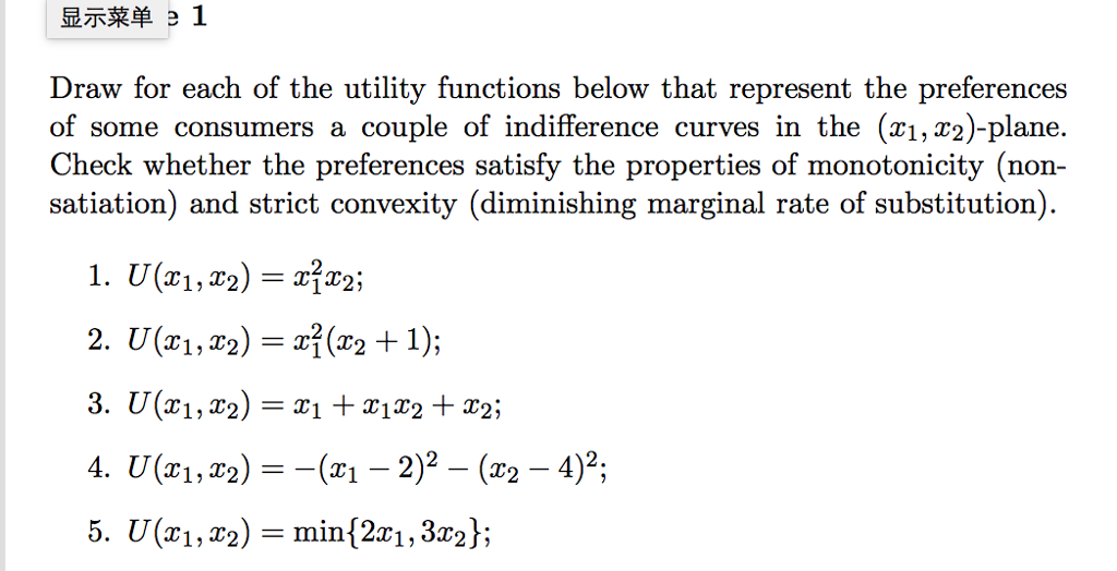Solved Draw For Each Of The Utility Functions Below That Chegg