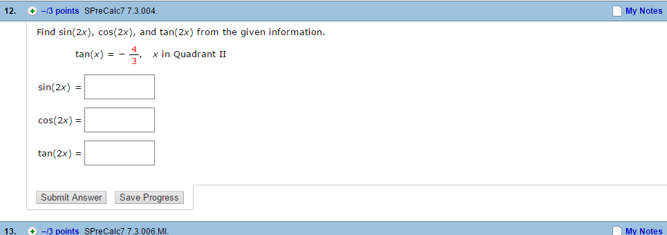 Solved Find sin(2x), cos(2x) from the given information. | Chegg.com