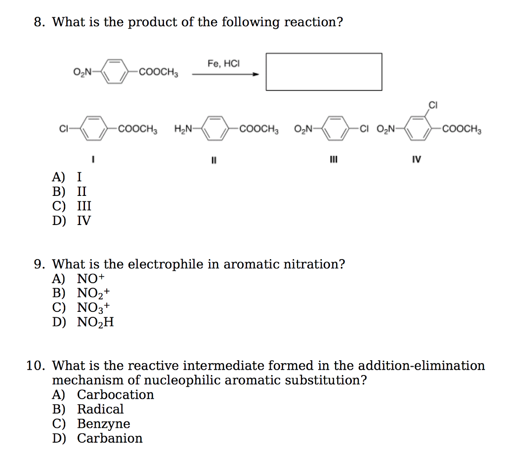 Solved 8. What is the product of the following reaction? Fe, | Chegg.com