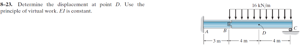 Solved 8-23. Determine the displacement at point D. Use the | Chegg.com