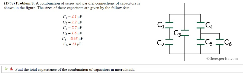 Solved Find the total capacitance of the combination of | Chegg.com