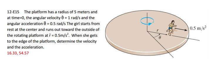 Solved 12-E 15 The platform has a radius of 5 meters and at | Chegg.com