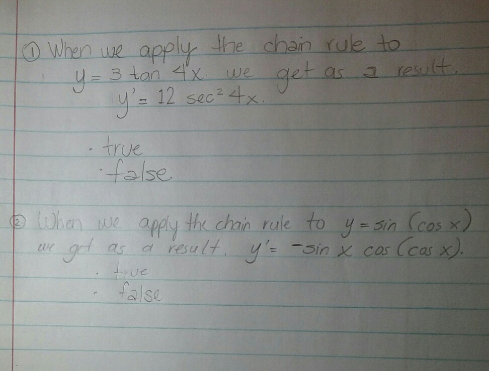 Solved When we apply the chain rule to y = 3 tan 4x we get | Chegg.com