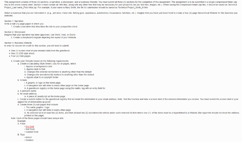 Solved This assignment consists of three (3) sections: a | Chegg.com