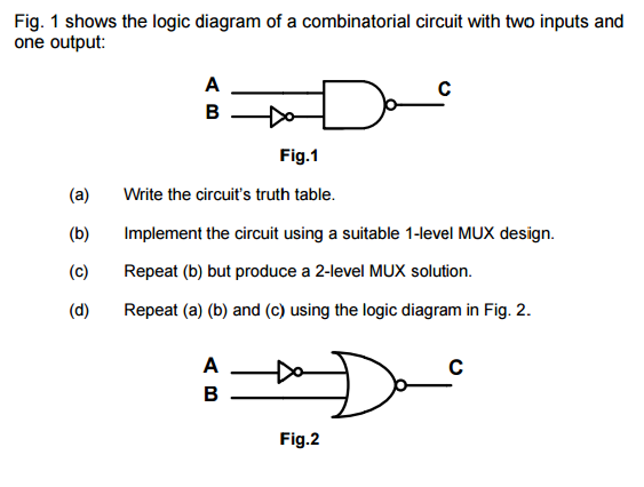 Solved Fig. 1 shows the logic diagram of a combinatorial | Chegg.com