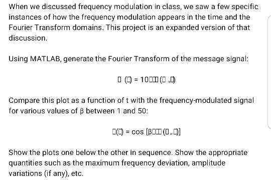 Solved When we discussed frequency modulation in class, we | Chegg.com
