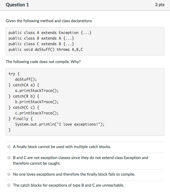 Solved Question 1 Given the following method and class | Chegg.com