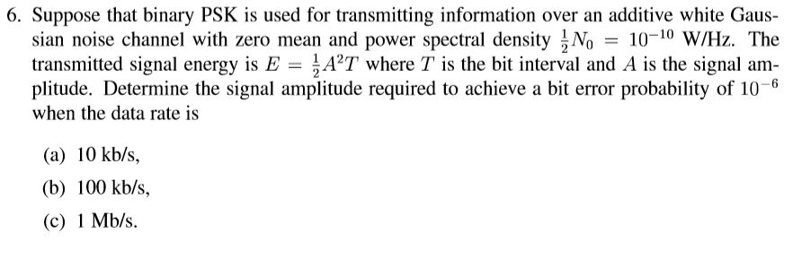 Solved Suppose that binary PSK is used for transmitting | Chegg.com