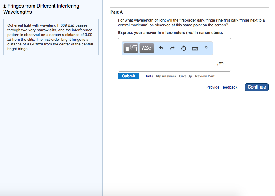 Solved Coherent light with wavelength 609 nm passes through | Chegg.com