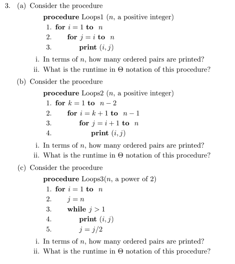 Solved 3. (a) Consider the procedure procedure Loopsl (n, a | Chegg.com