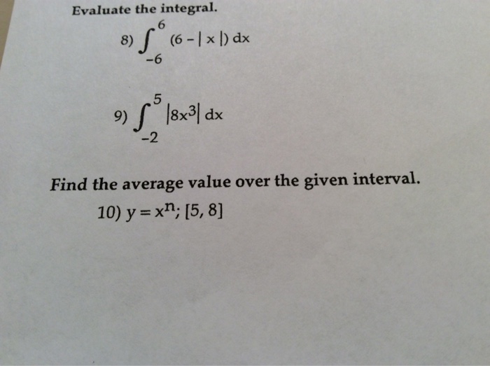 Solved Evaluate the integral. integral_-6^6 (6 - |x|) dx | Chegg.com