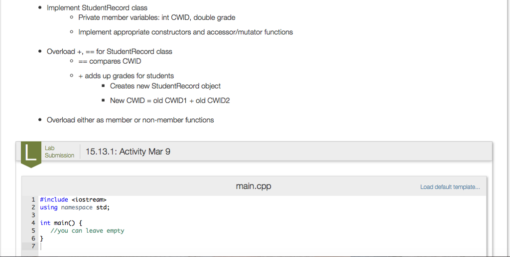 Solved Implement Student Record class Private member | Chegg.com