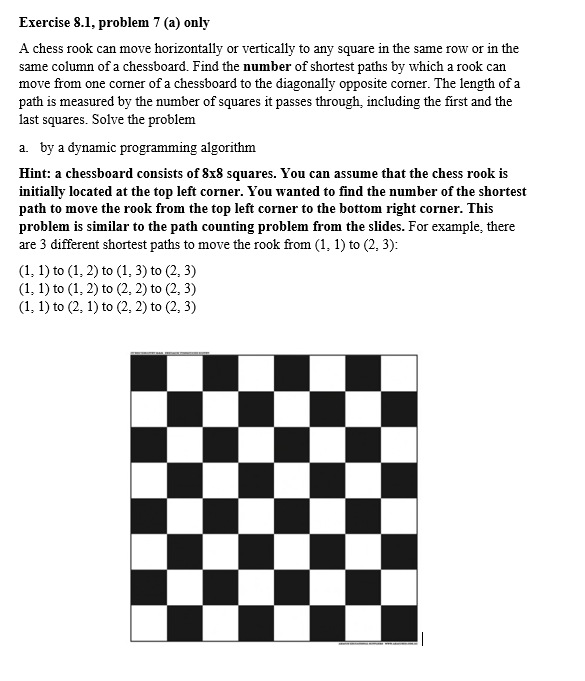 Solved Exercise 8.1, problem 7 (a) only A chess rook can | Chegg.com