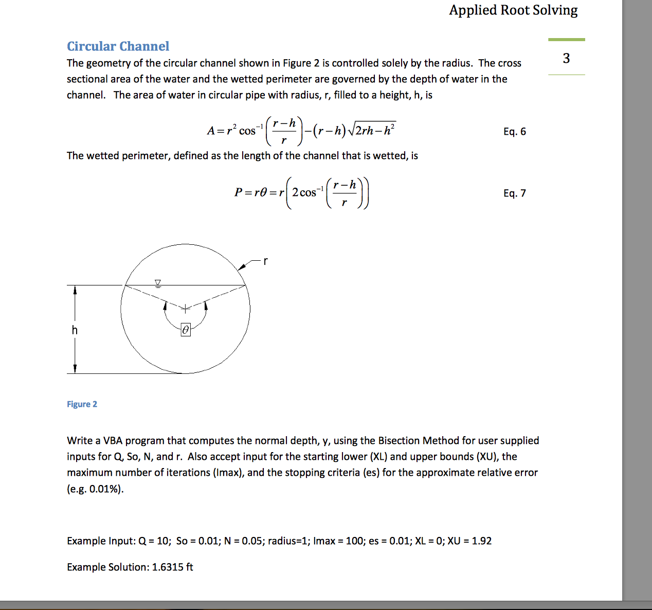 Circular Channel The geometry of the circular channel | Chegg.com