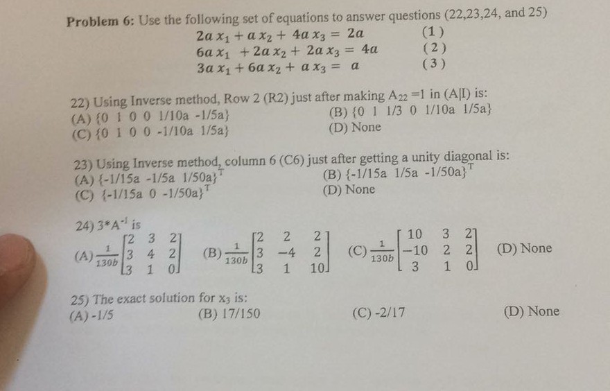 Solved Problem 6: Use the following set of equations to | Chegg.com