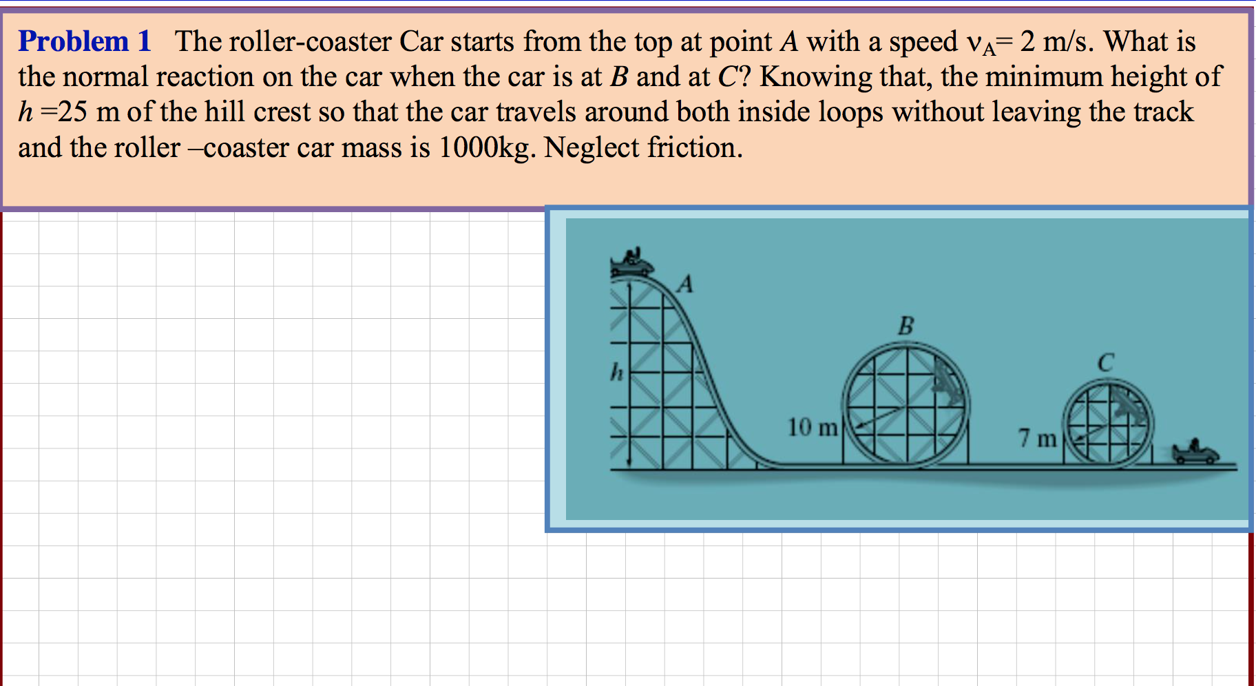 Solved Problem 1 The roller-coaster Car starts from the top | Chegg.com