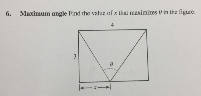 Solved Find the value of x that maximizes theta in the | Chegg.com