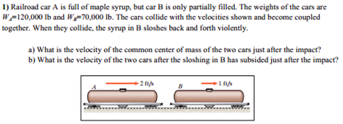 Solved Railroad car A is full of maple syrup, but car B is | Chegg.com
