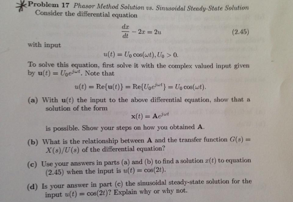 Phasor Method vs Sinusoidal Steady-State Solution | Chegg.com