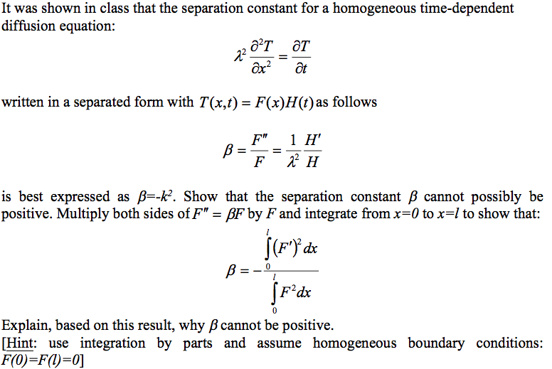 Solved It was shown in class that the separation constant | Chegg.com