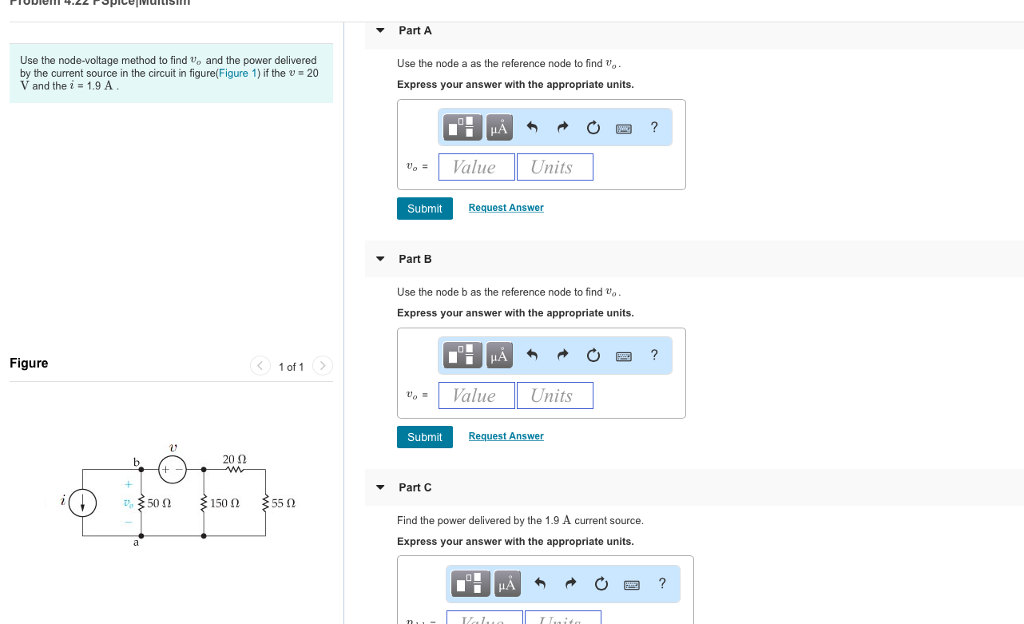 Solved Part A Use the node-voltage method to find vo and the | Chegg.com