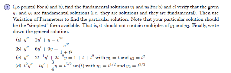 Solved 2 40 points) For a) and b), find the fundamental | Chegg.com