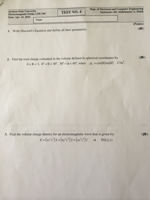 Solved Write Maxwell's Equation and define all their | Chegg.com