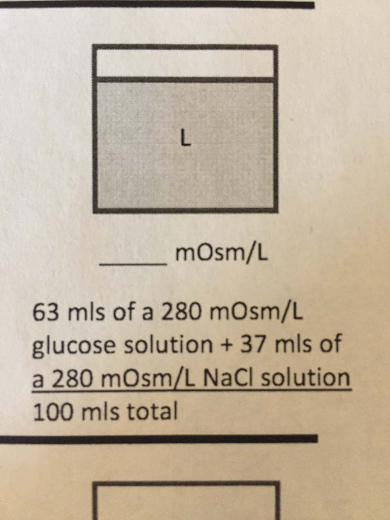 Solved mOsm/L 63 mls of a 280 mOsm/L glucose solution +37 | Chegg.com