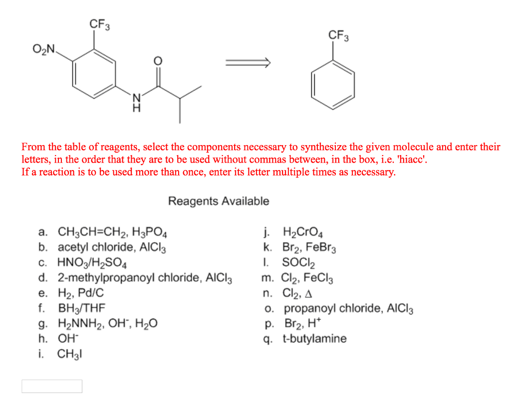 Solved From the table of reagents, select the components | Chegg.com