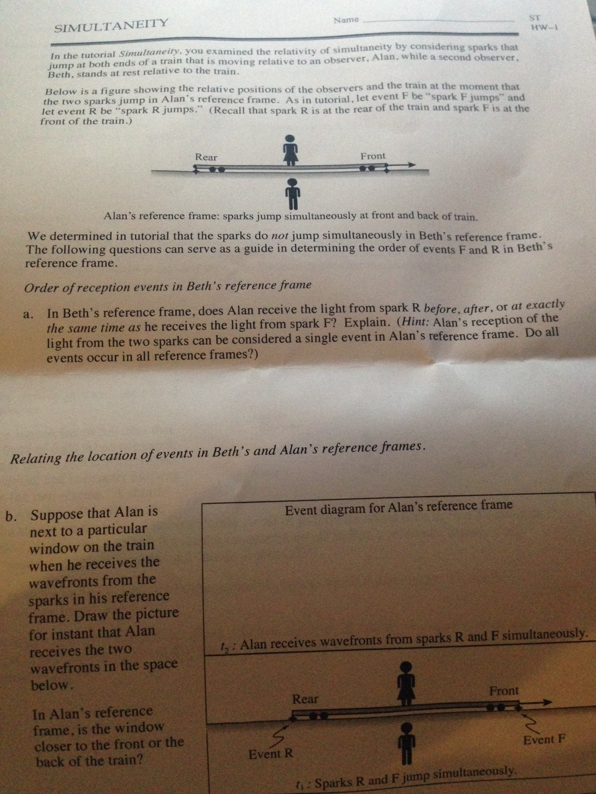 Solved SIMULTANEITY the relativity of by considering that | Chegg.com