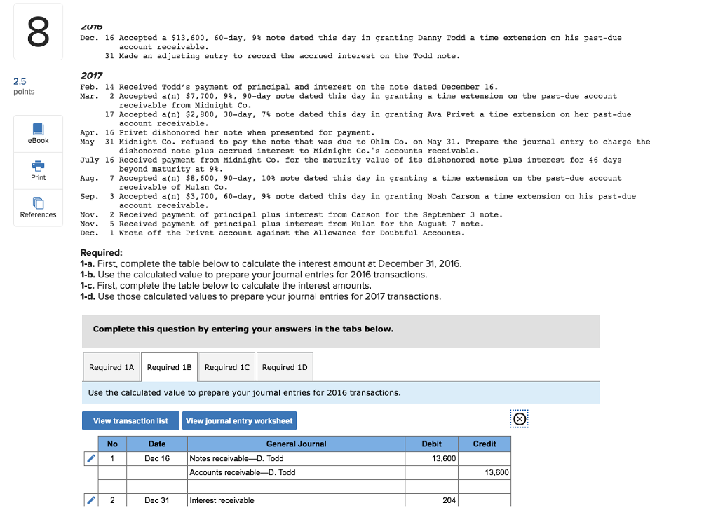 Solved 00 2UTO Dec. 16 Accepted a $13,600, 60-day, 98 note | Chegg.com
