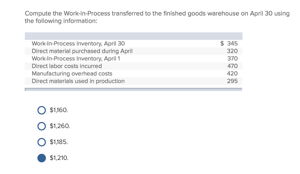 Solved Compute the Work-in-Process transferred to the | Chegg.com